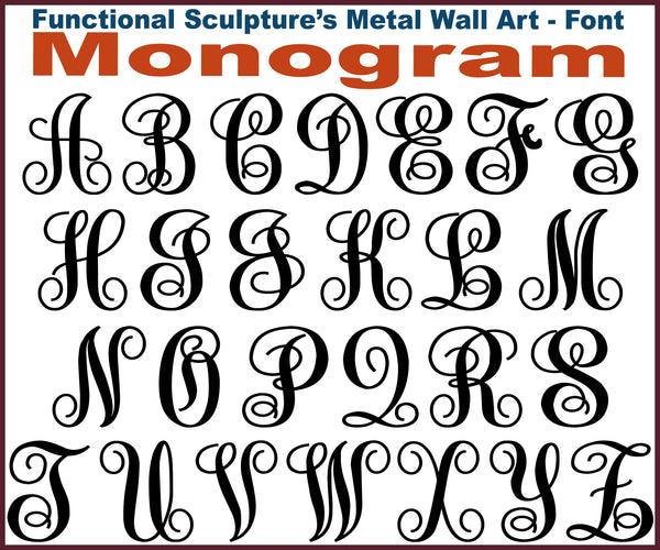 Letter F - Monogram Font - Metal Wall Art Home Decor - Made in USA - 1 ...